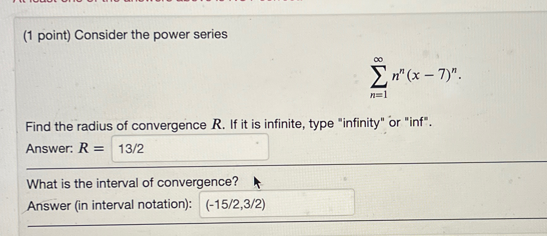 Solved (1 ﻿point) ﻿Consider the power | Chegg.com