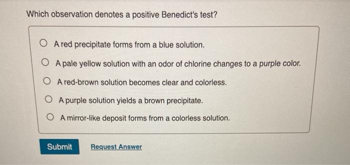 Solved Part A Which observation denotes a positive Tollens' | Chegg.com