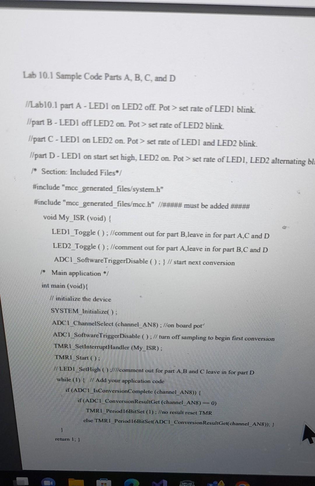 Solved Lab 10.1 Sample Code Parts A, B, C, and D I/ab10.1 | Chegg.com
