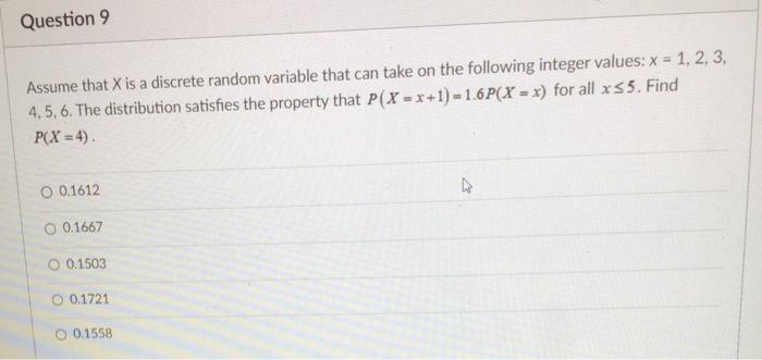 Solved Assume that X is a discrete random variable that can | Chegg.com