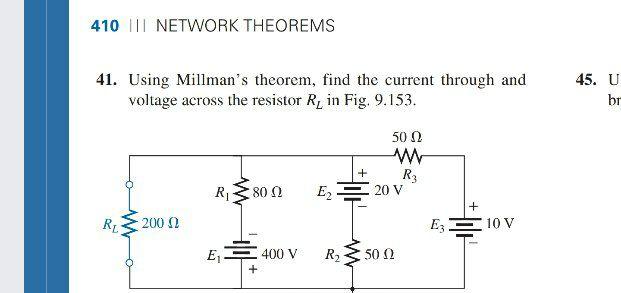 Solved 410 ||| NETWORK THEOREMS 41. Using Millman's theorem, | Chegg.com