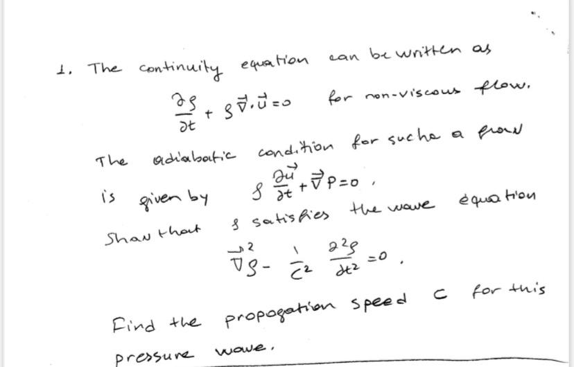 Solved The continuity equation can be written as | Chegg.com