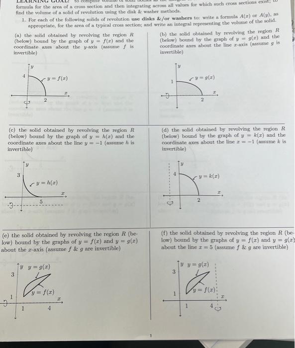 Solved formula for the area of a cross section and then | Chegg.com