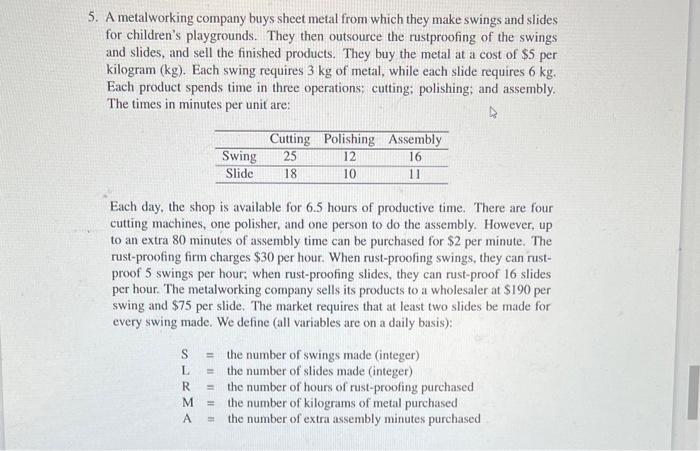 Solved Please make an algebraic model for this question and | Chegg.com
