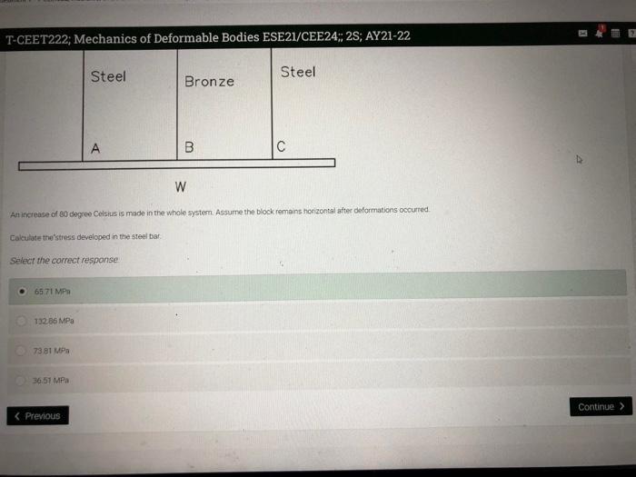 Solved O, The ngid bar af weight. W = 100 kN. is carried by | Chegg.com
