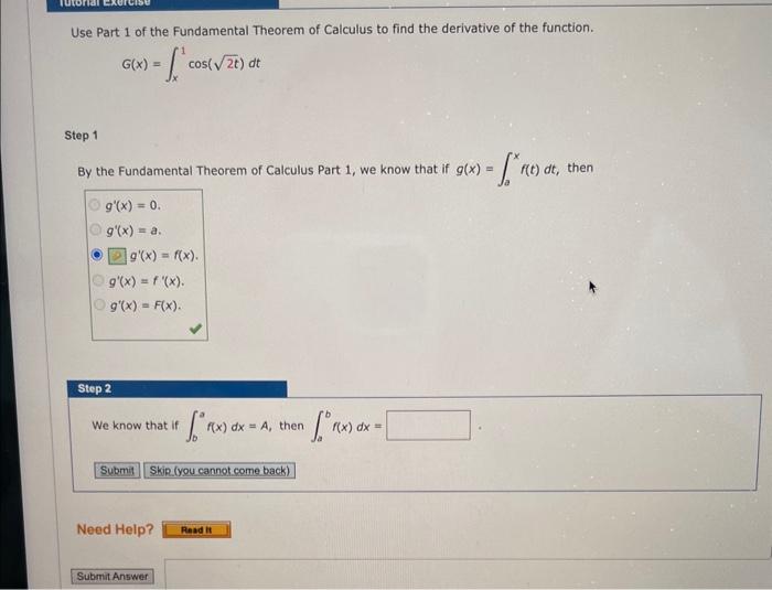 Solved Use Part 1 of the Fundamental Theorem of Calculus to | Chegg.com