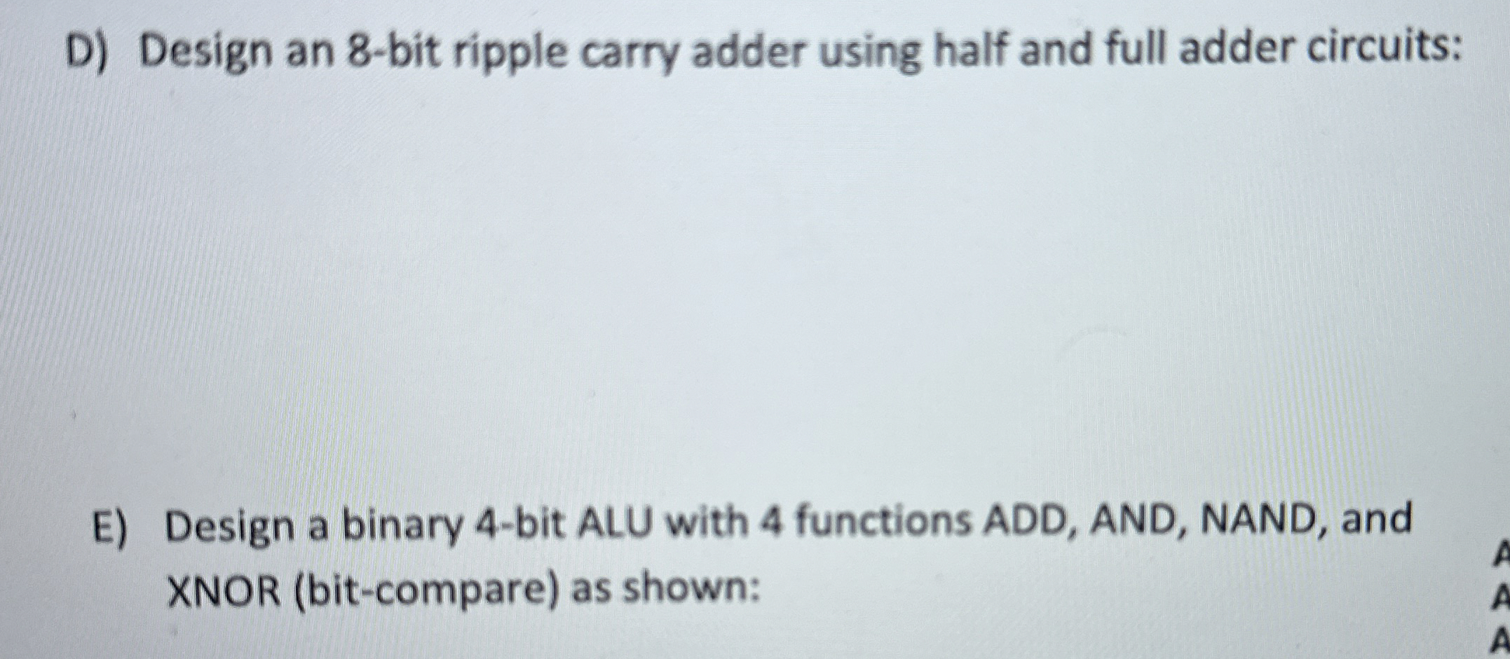 Solved D) ﻿Design an 8-bit ripple carry adder using half and | Chegg.com