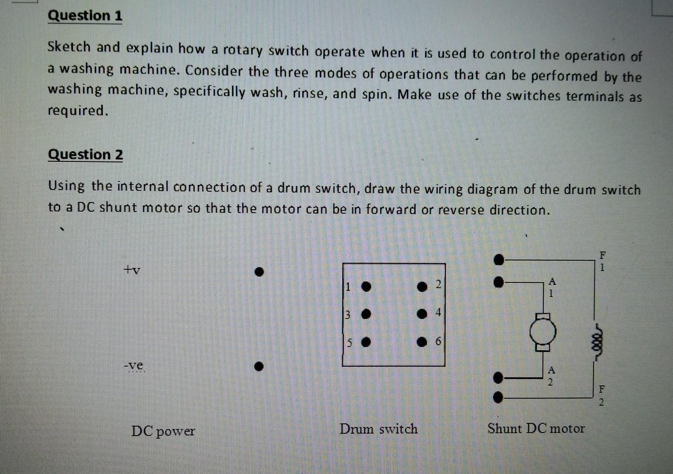 Solved Question 1 I) Rotary switch drawing II) Explanation | Chegg.com