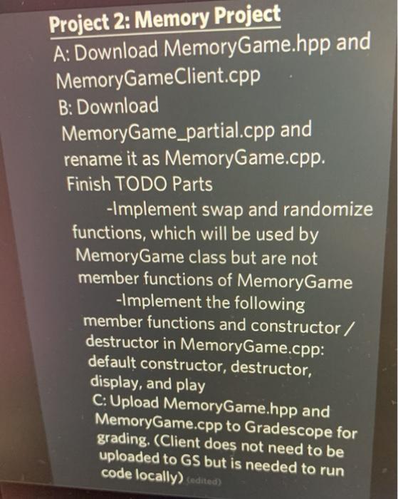 Solved 14 MemoryGame.cpp > No Selection 1 #include | Chegg.com