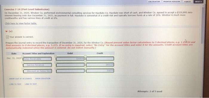 Solved CALCULATOR PRINTER VERSION BACK NEXT Exercise 7-14 | Chegg.com