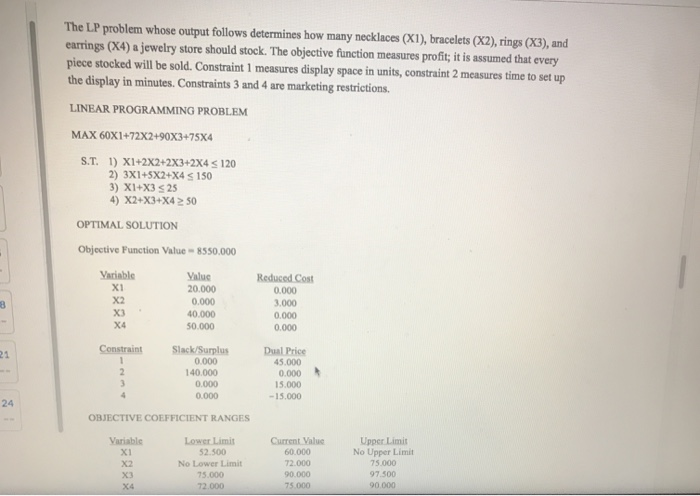 Solved The LP problem whose output follows determines how | Chegg.com