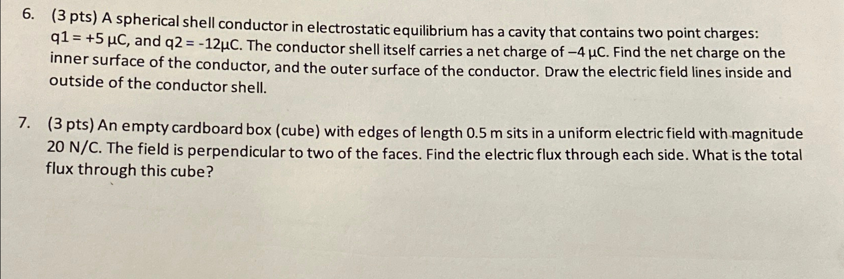Solved (3 ﻿pts) ﻿A spherical shell conductor in | Chegg.com