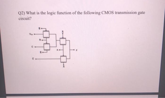 Solved Q2) What is the logic function of the following CMOS | Chegg.com