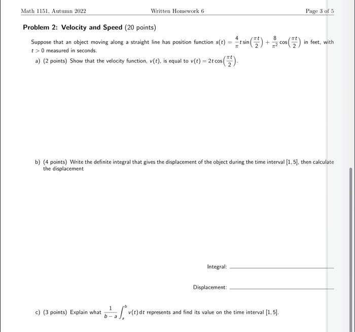 Solved Problem 2: Velocity and Speed (20 points) Suppose | Chegg.com