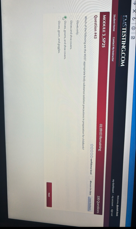 Solved EMSTESTING.COMWelcome, Alariah DownStudent | Chegg.com