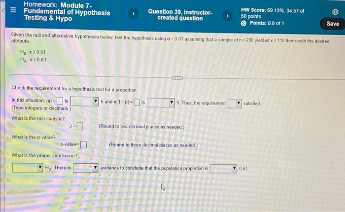 Solved Iii Homework Module 7 Fundamental Of Hypothesis