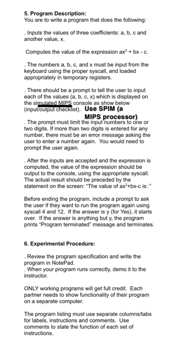 Solved 5. Program Description: You are to write a program | Chegg.com