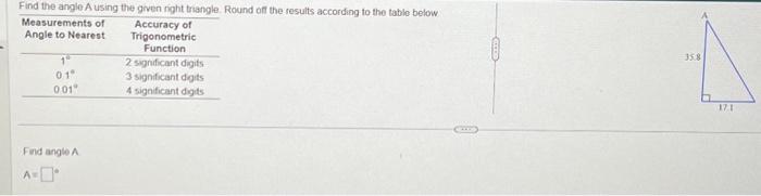 Solved Find angle A | Chegg.com