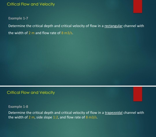 Solved Critical Flow and Velocity Example 1-7 Determine the | Chegg.com