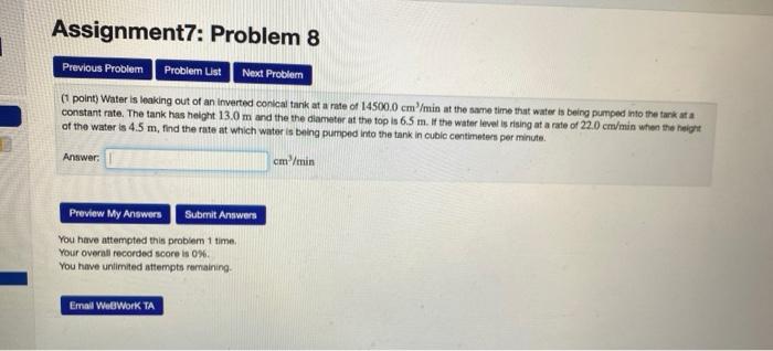 Solved Assignment7 Problem 8 Next Problem Previous Problem 