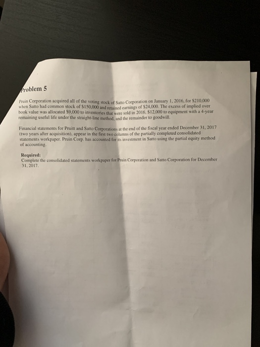 Solved Problem 5 Pruin Corporation acquired all of the | Chegg.com