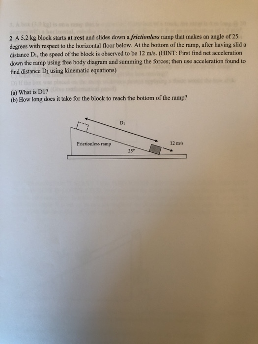 Solved 2. A 5.2 kg block starts at rest and slides down a | Chegg.com