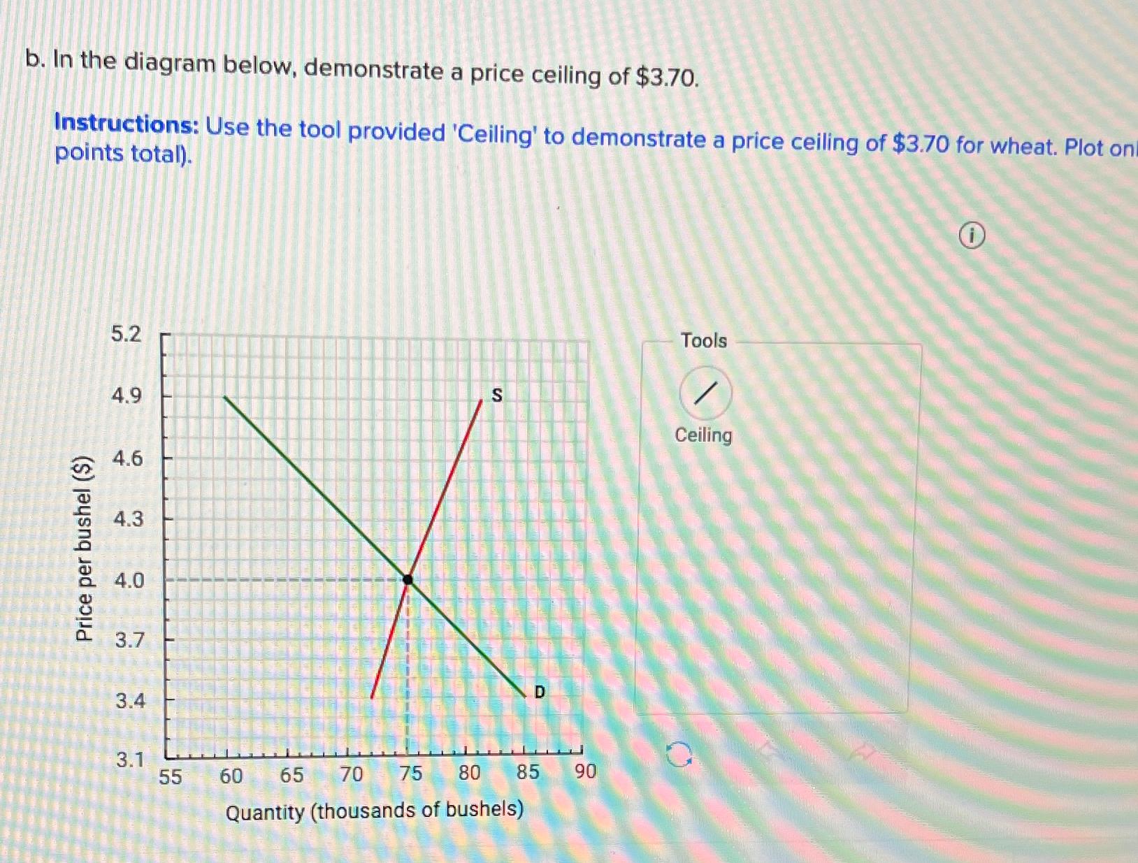 Solved b. In the diagram below, demonstrate a price ceiling | Chegg.com Solved b. In the diagram below, demonstrate a price ceiling | Chegg.com