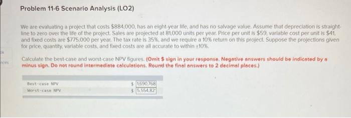 Solved Problem 11-6 Scenario Analysis (LO2) We are | Chegg.com