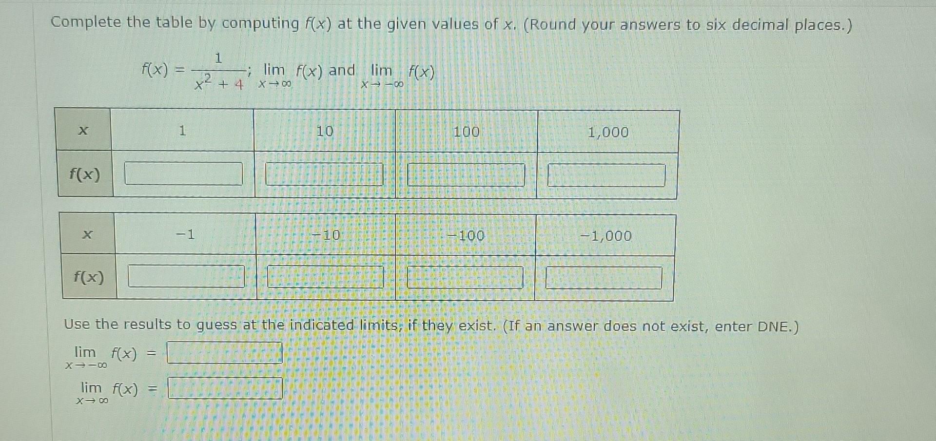 Solved Complete the table by computing f(x) at the given | Chegg.com