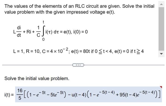 Solved The values of the elements of an RLC circuit are | Chegg.com