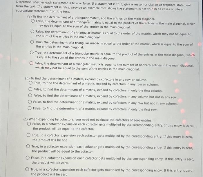 Solved Determine whether each statement is true or false. If | Chegg.com