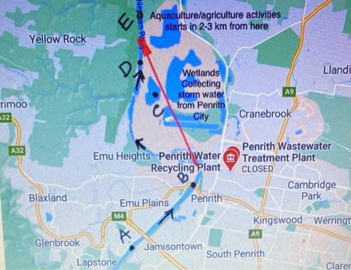 Solved Shown below is the map of Nepean river and Penrith | Chegg.com