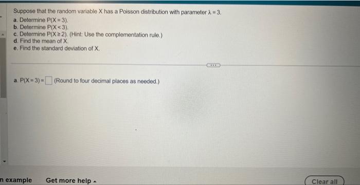 Solved Suppose that the random variable X has a Poisson | Chegg.com