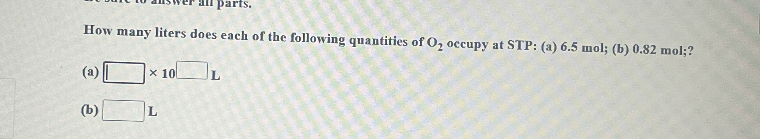 How many liters does each of the following quantities | Chegg.com