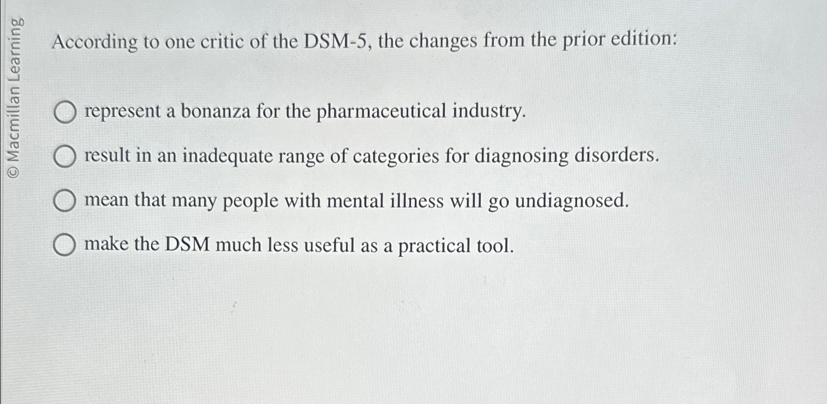 Solved According to one critic of the DSM-5, ﻿the changes | Chegg.com