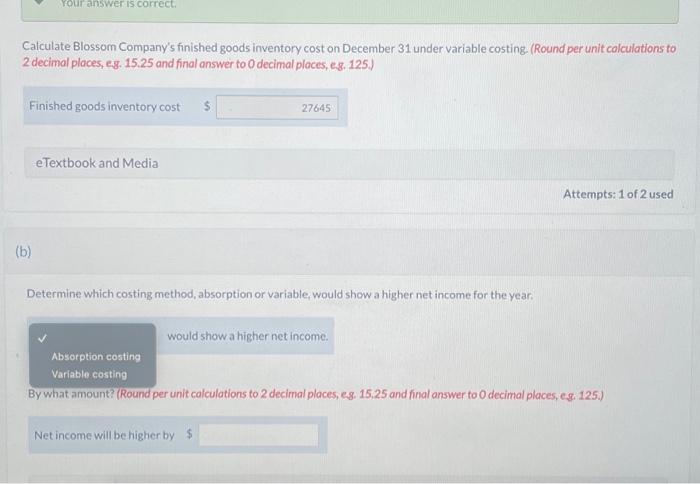 Solved Blossom Company produced 10,900 units during the past | Chegg.com