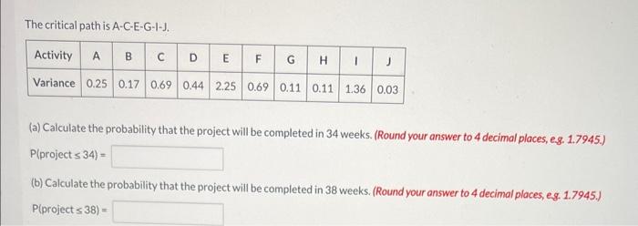 Solved Using the following project informationThe critical | Chegg.com