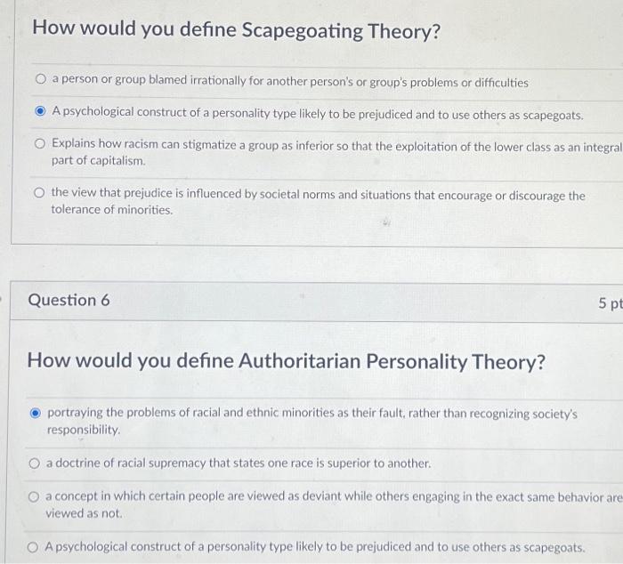 How would you define scapegoatinf theory & how would | Chegg.com