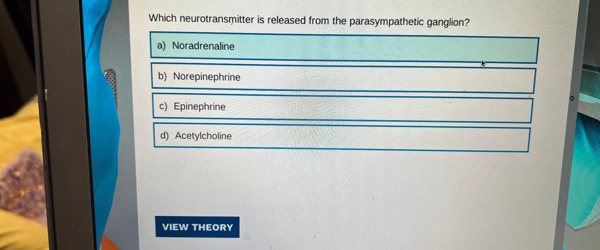 Solved Which neurotransmitter is released from the | Chegg.com