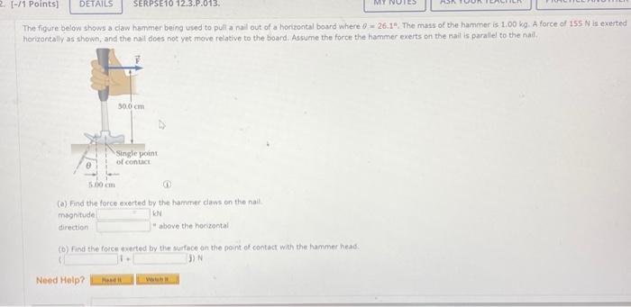 Solved The figure below shows a daw hammer being used to | Chegg.com