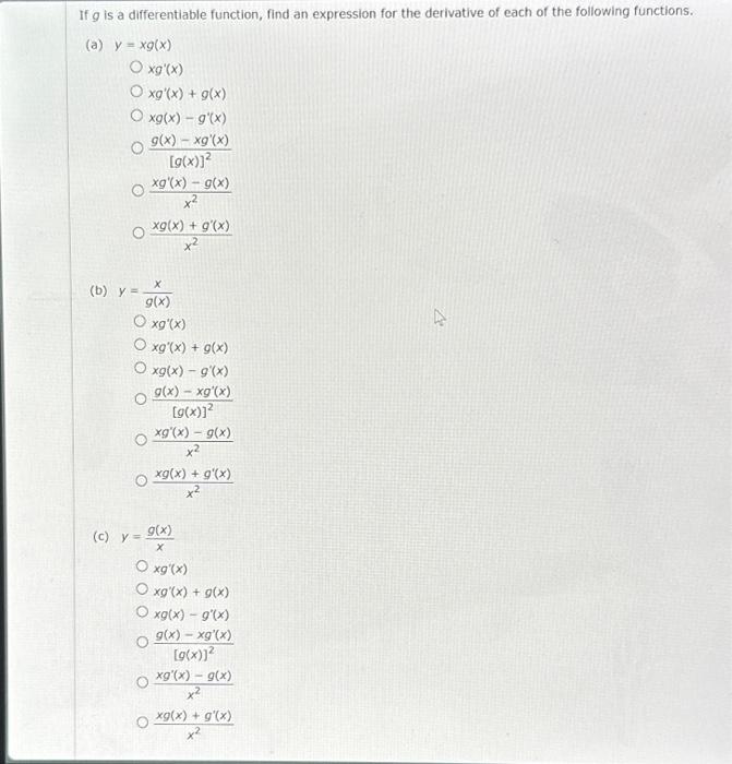 Solved If g is a differentiable function, find an expression | Chegg.com