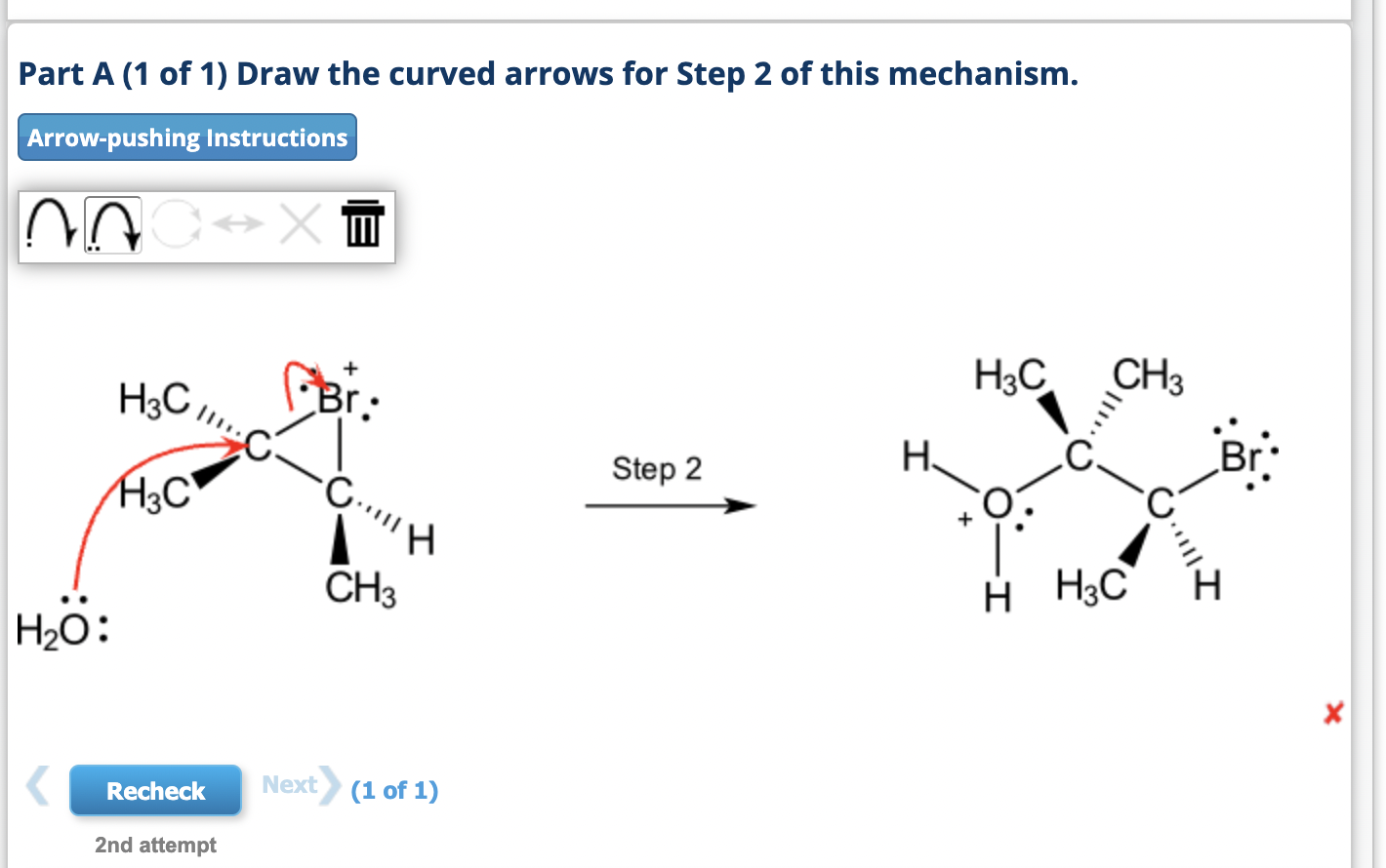 Solved Part A (1 ﻿of 1) ﻿Draw the curved arrows for Step 2 | Chegg.com