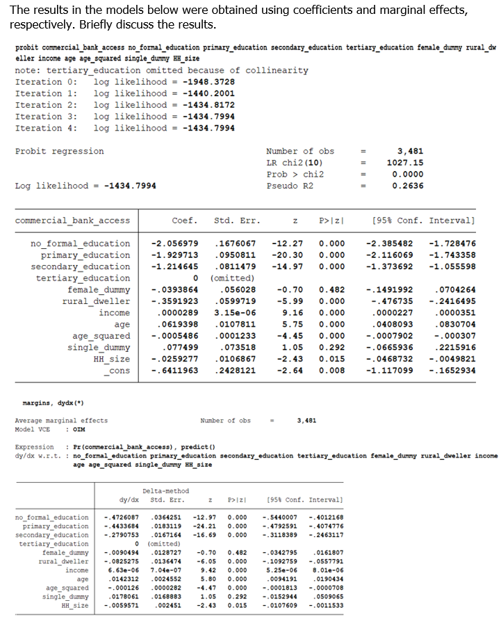Solved The results in the models below were obtained using | Chegg.com
