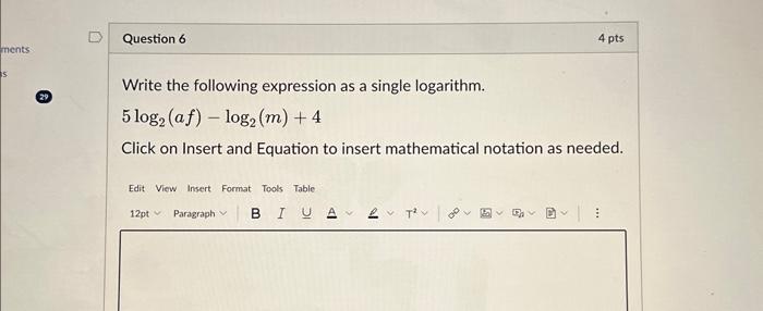 Solved Write the following expression as a single logarithm. | Chegg.com