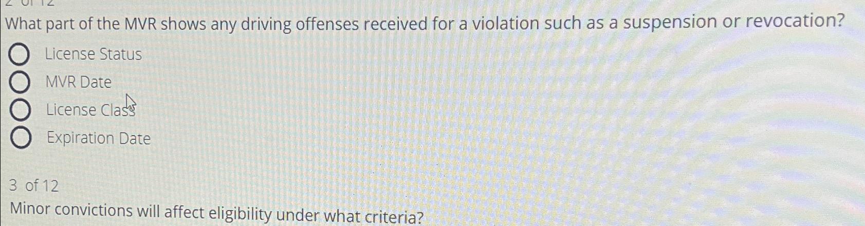Solved What part of the MVR shows any driving offenses | Chegg.com