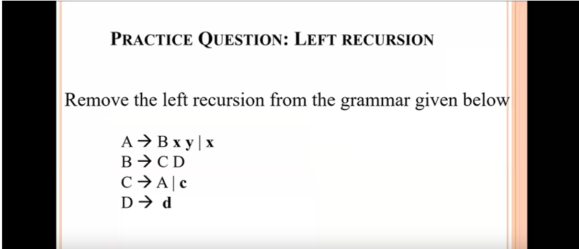 Solved Practice Question: Left ReCursionRemove the left | Chegg.com