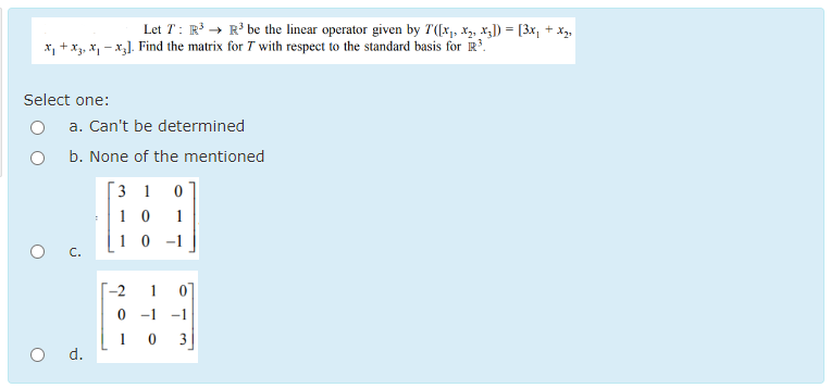 Solved Let T:R3→R3 ﻿be the linear operator given by | Chegg.com