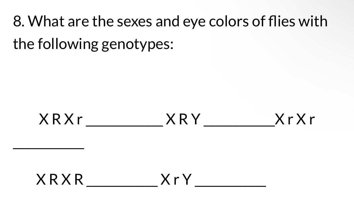 Solved What are the sexes and eye colors of flies with the | Chegg.com
