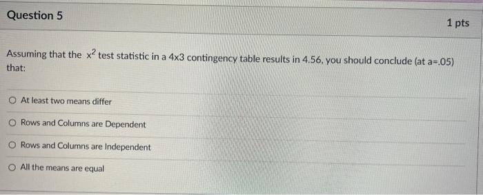 Solved Assuming that the x2 test statistic in a 4×3 | Chegg.com