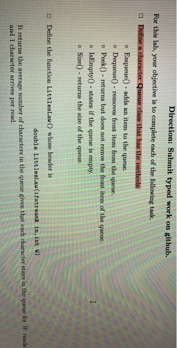 Solved Direction: Submit typed work on github. For this lab, | Chegg.com
